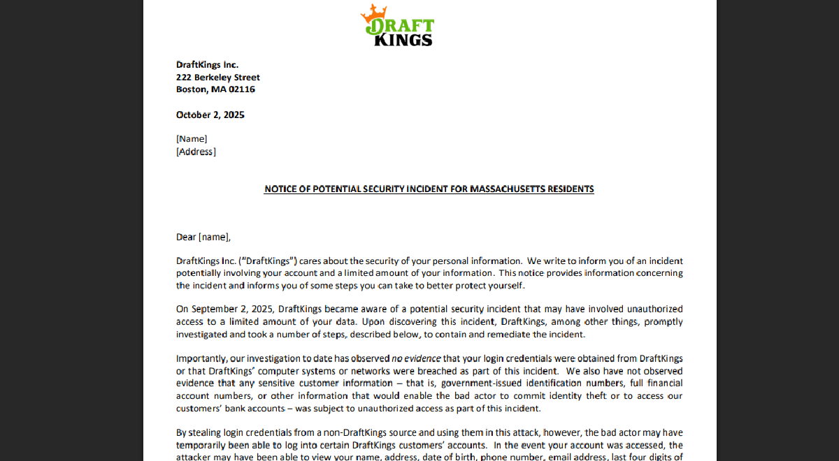 DraftKings notifies customers of recent breach | Cybernews