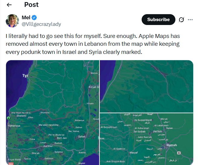 Apple Maps denies removing Southern Lebanon towns amid viral claims ...