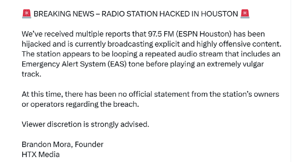 US radio station airwaves hijacked by hackers | Cybernews