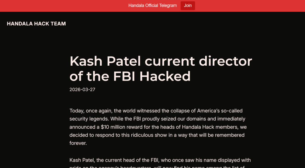 Handala claims FBI Patel email hack | Cybernews